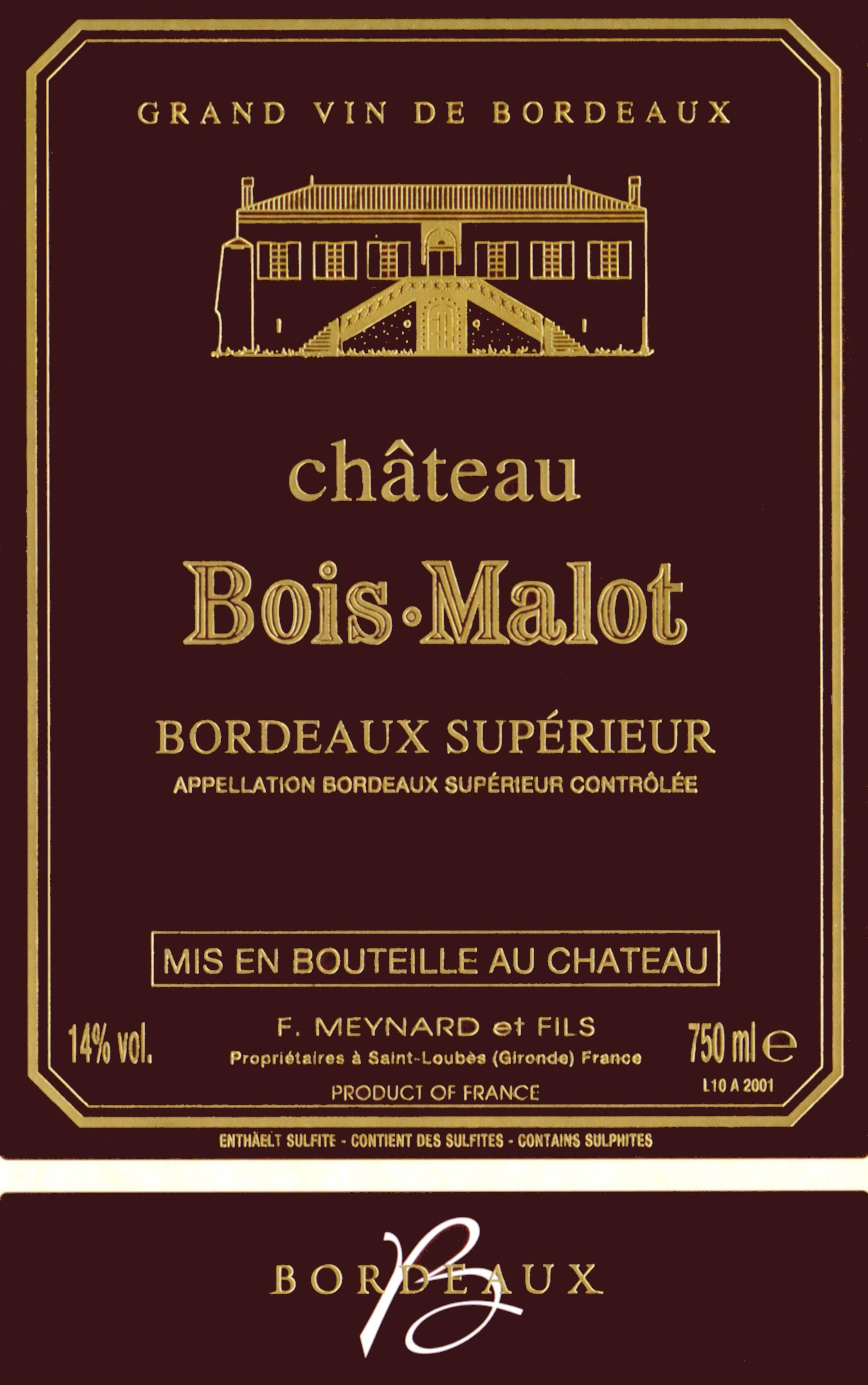 Chateau Bois Malot Bordeaux Superieur Rouge 2012 | Wine.com