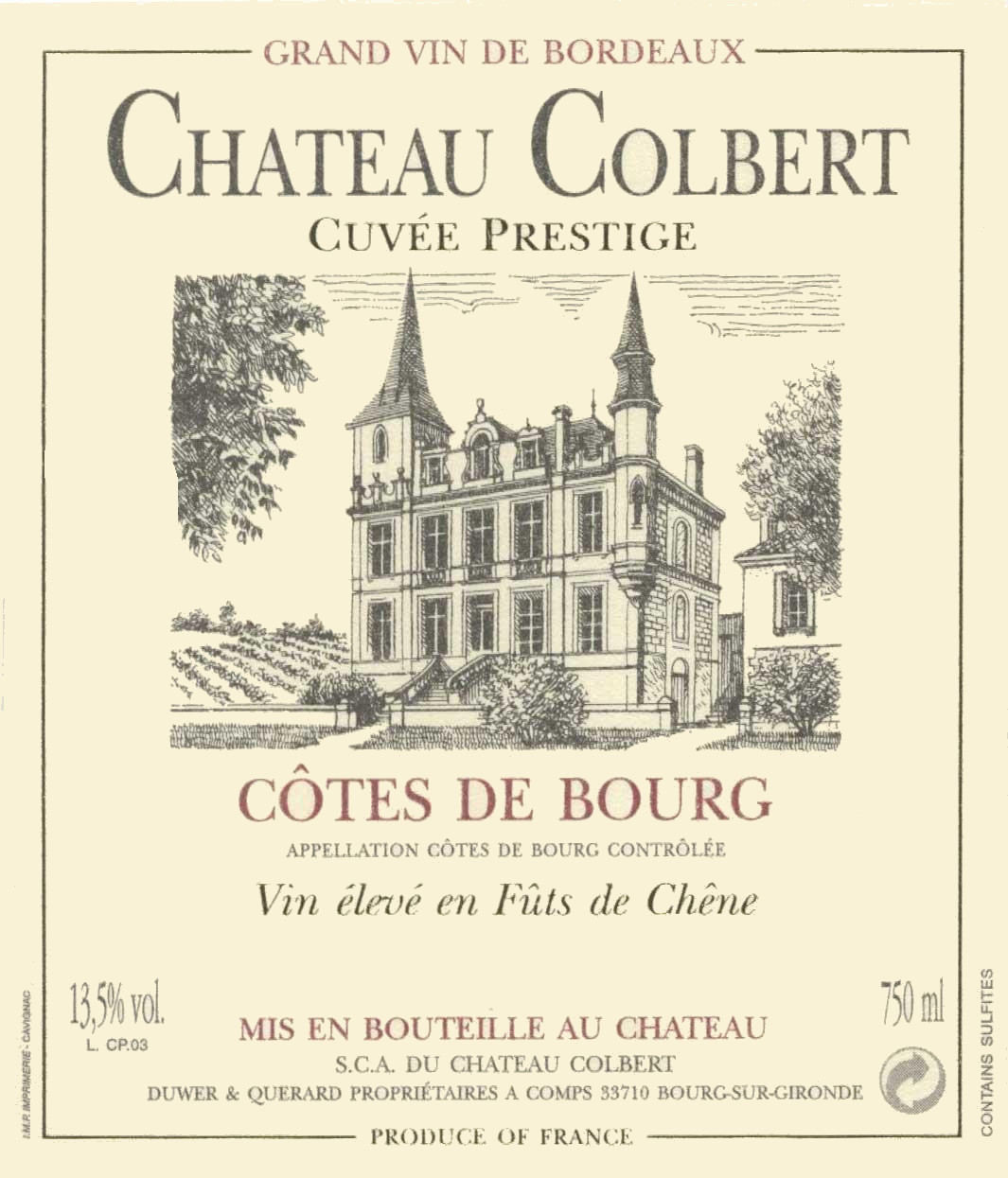Chateau Colbert Cotes de Bourg Cuvee Prestige 2005 | Wine.com
